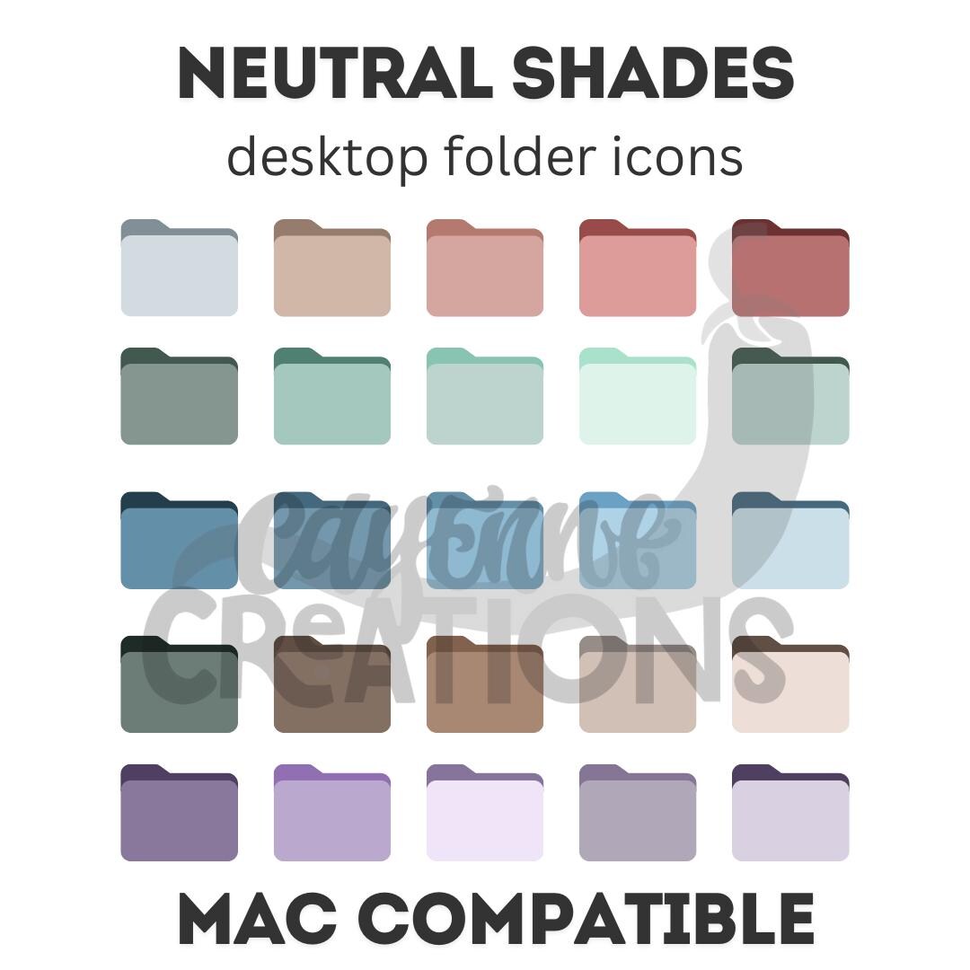 25 Neutral Desktop Folder Icons Mac, Customizable Icons, Laptop Folder ...