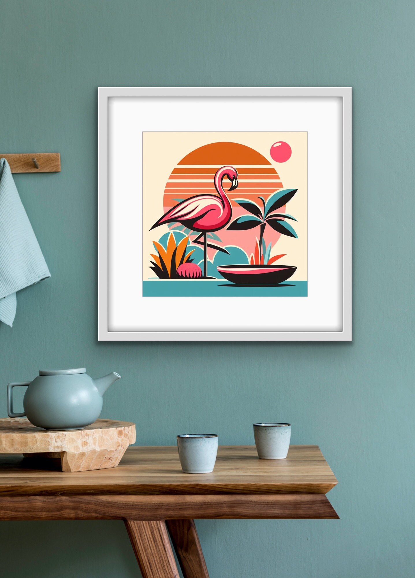 Flamingo Retro Wall Art Flamingo Poster Flamingo Art Bathroom Wall Art ...