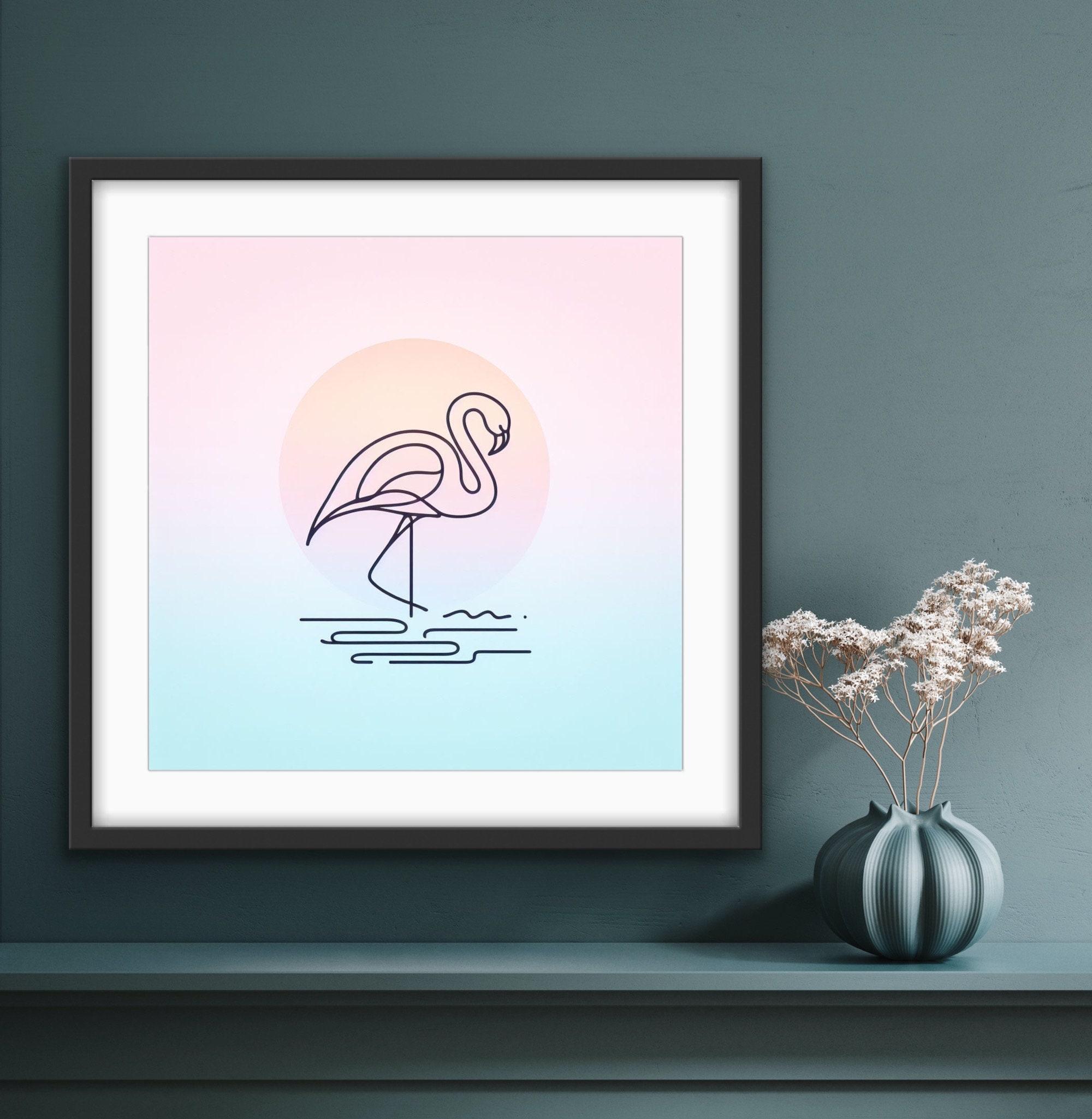 Flamingo Line Art Print Flamingo Wall Art Flamingo Poster Flamingo Art ...