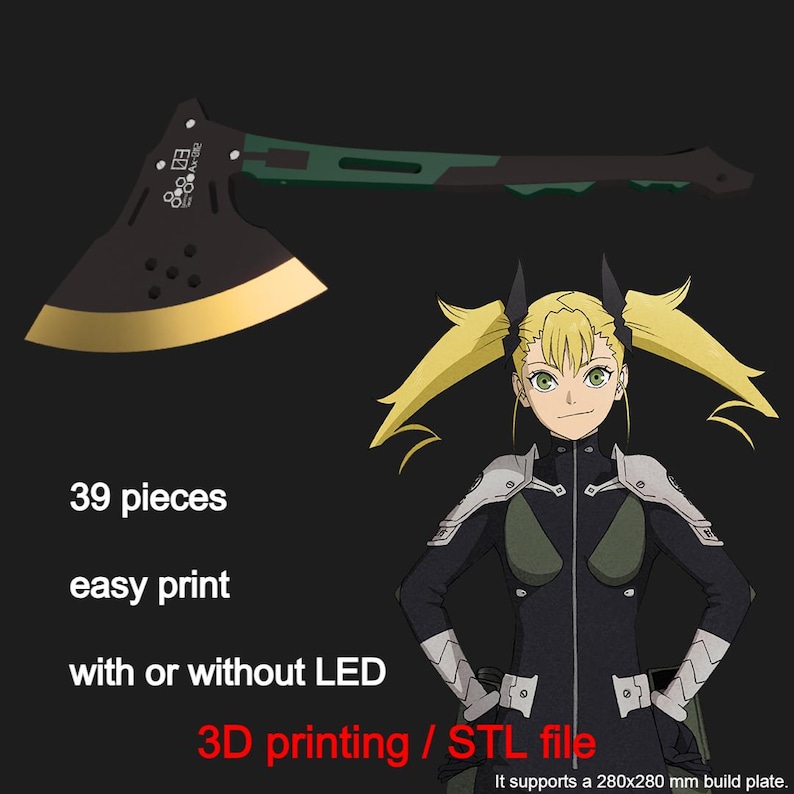 Kaiju No. 8 Kikoru Shinomiya Battle Axe STL - Anime/manga Cosplay 3D ...