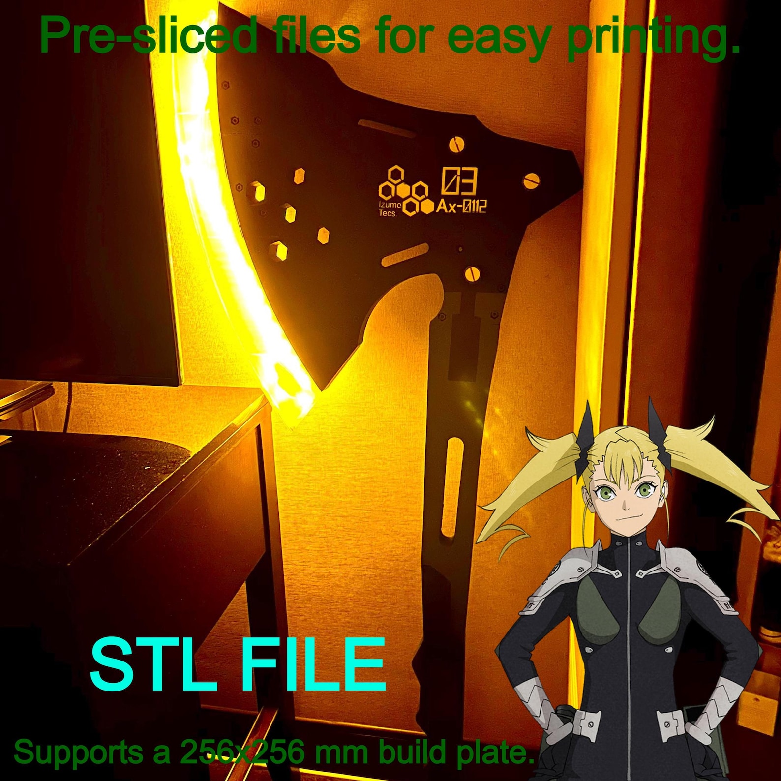 Kaiju No. 8 Kikoru Shinomiya Battle Axe STL - Anime/manga Cosplay 3D ...