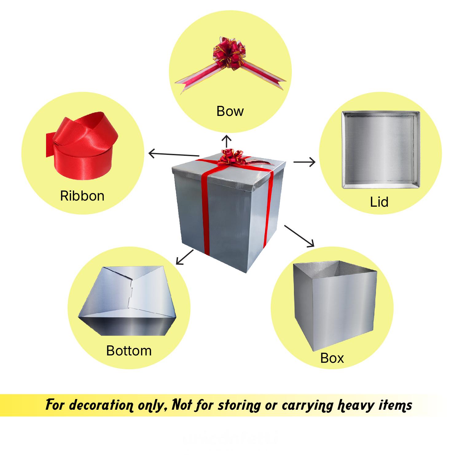 Extra Large Gift Box 28x28x28"—giant, Jumbo, Silver Gift Box W/ Lid for ...