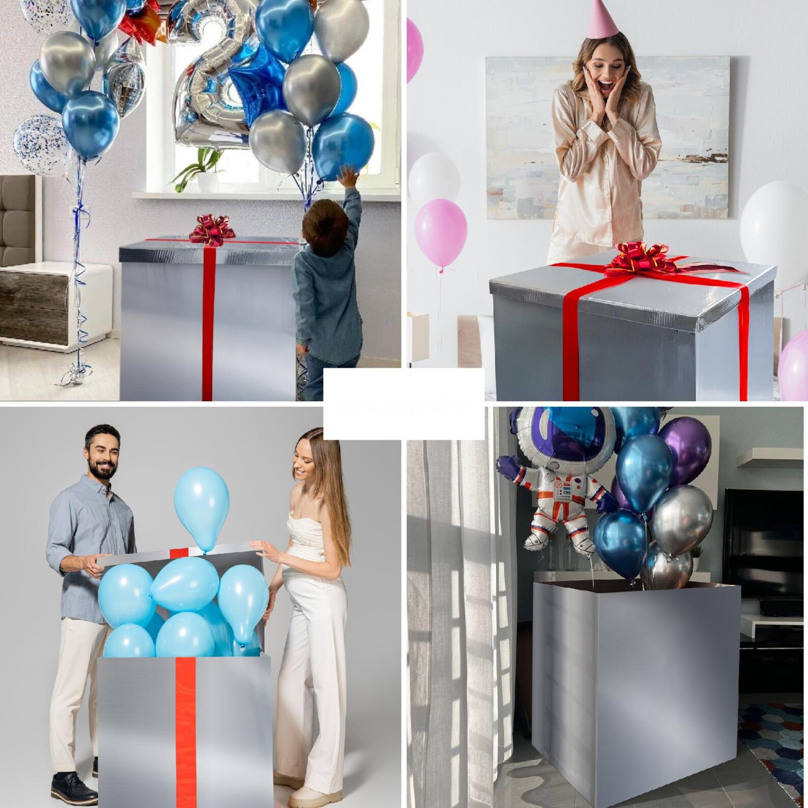 Extra Large Gift Box 28x28x28"—giant, Jumbo, Silver Gift Box W/ Lid for ...