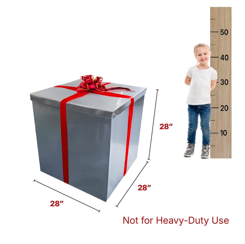 Extra Large Gift Box 28x28x28"—giant, Jumbo, Silver Gift Box W/ Lid for ...
