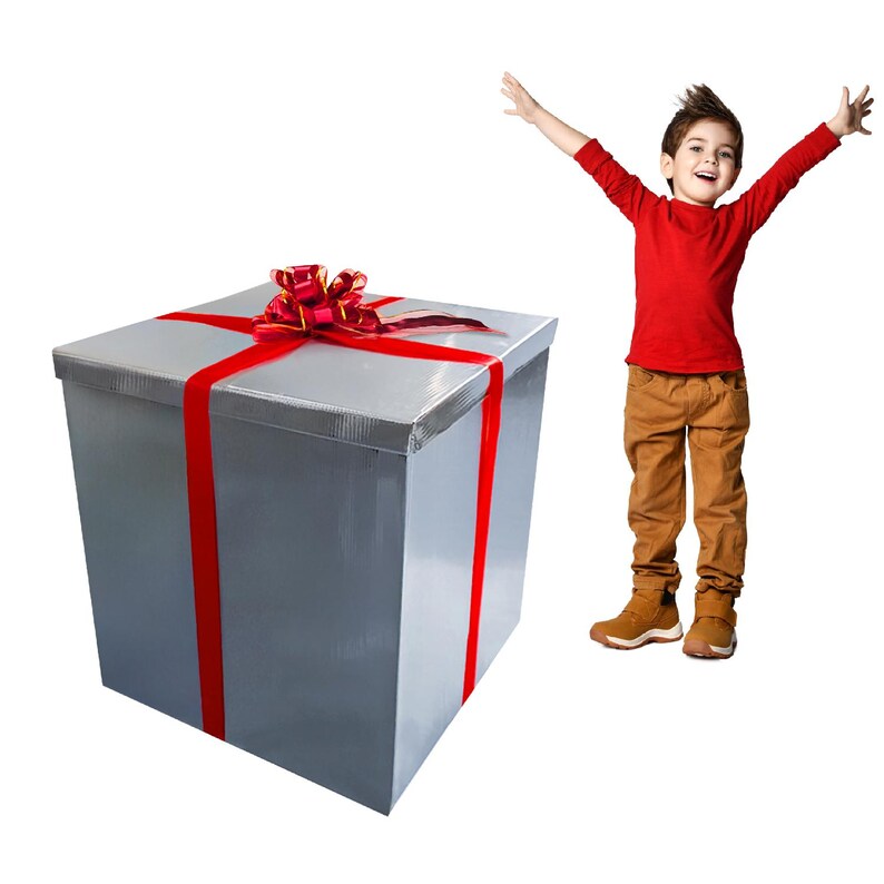 Extra Large Gift Box 28x28x28"—giant, Jumbo, Silver Gift Box W/ Lid for ...