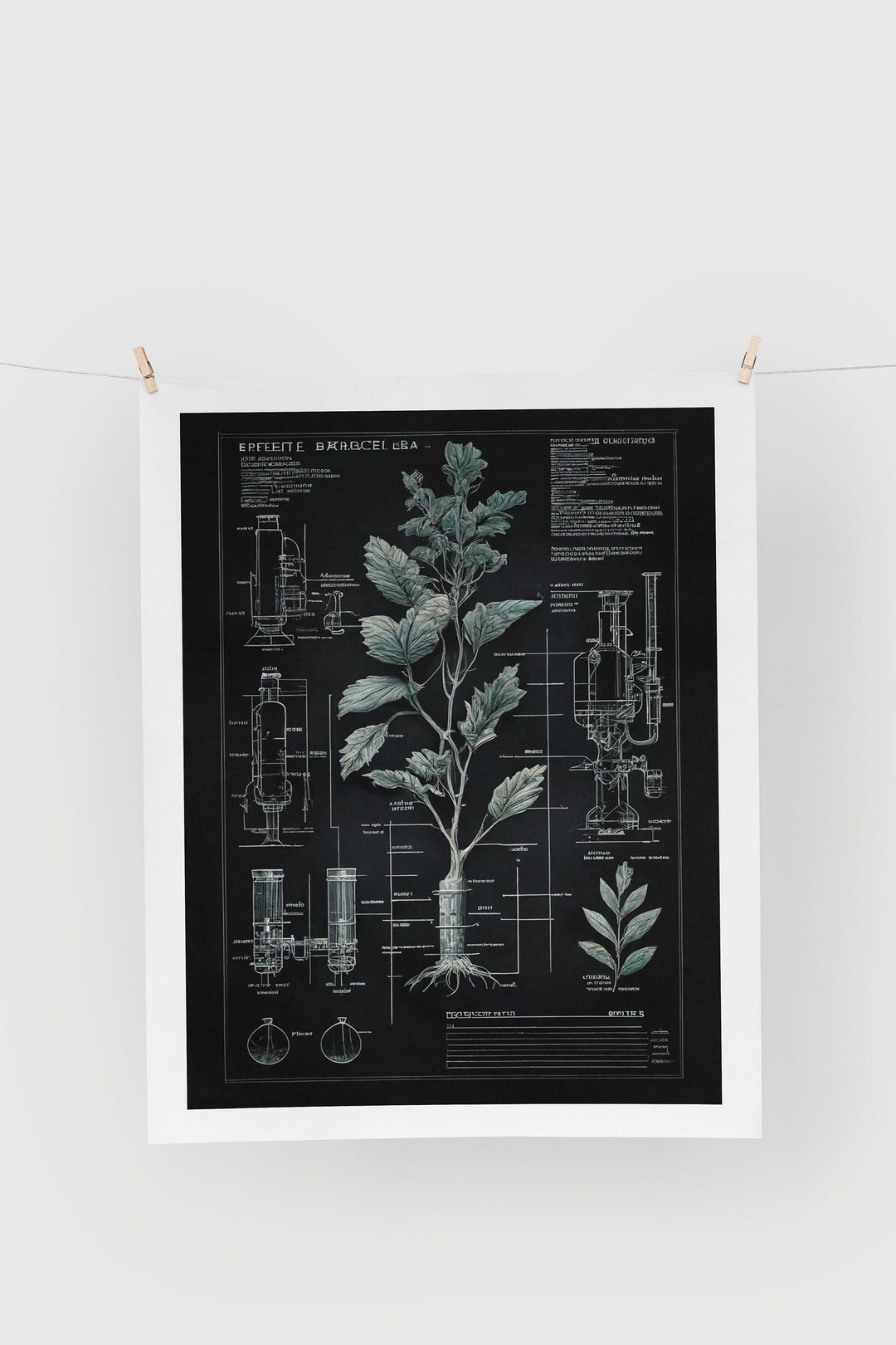 Digital Plant Poster Technical Drawing Diagrammatic Scheme - Etsy