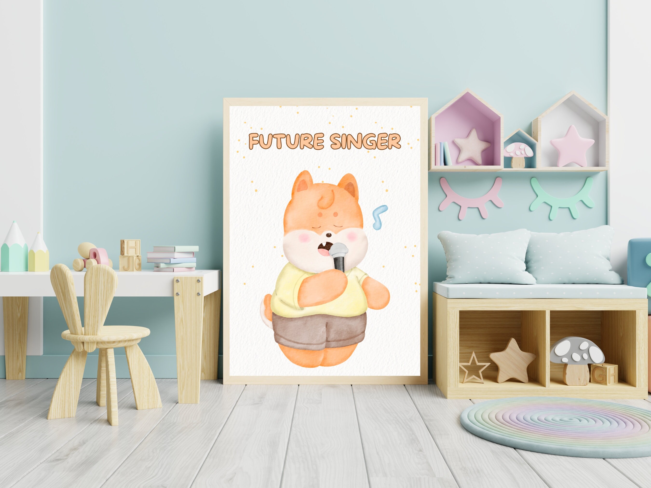 Future Singer Poster, Little Fox as a Singer, Cute Little Fox Print - Etsy