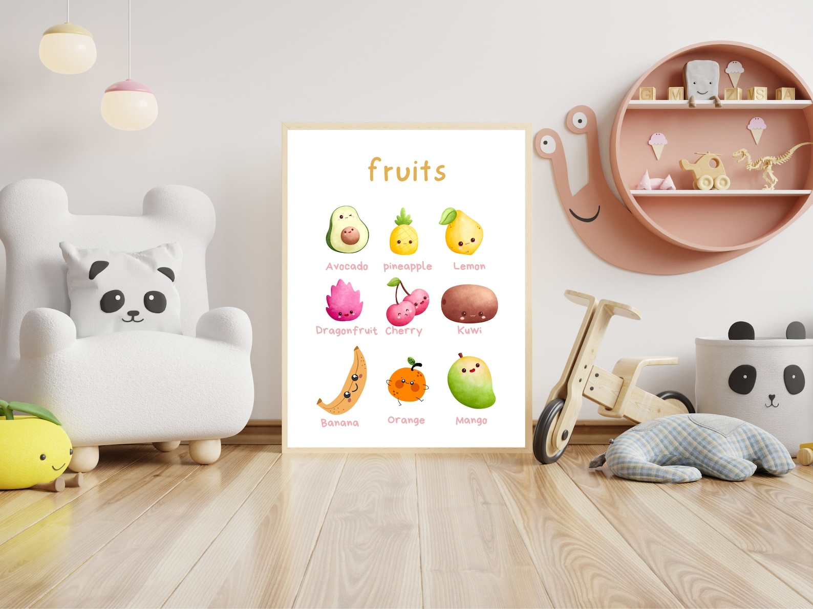 Nursery Fruits Print, Kids Fruits Poster, Fruits Poster, Educational ...
