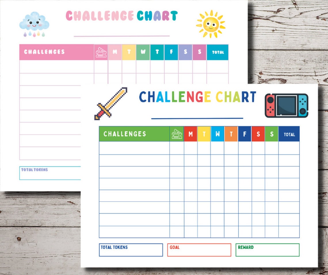 Screen Time Chart Challenge Chart Chore Chart Behavior Chart for Kids ...