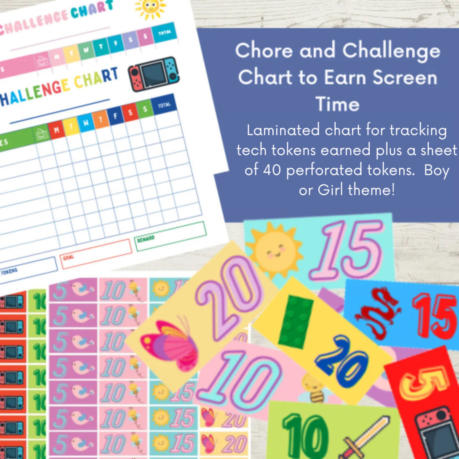 Screen Time Chart Challenge Chart Chore Chart Behavior Chart for Kids ...