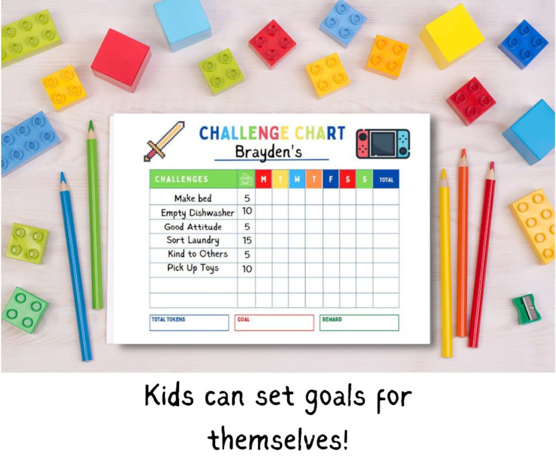 Screen Time Chart Challenge Chart Chore Chart Behavior Chart for Kids ...