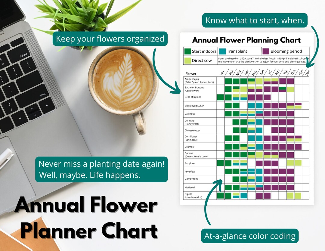 Annual Cut Flower Planner Chart Seed Starting Schedule Seed Journal Cut ...