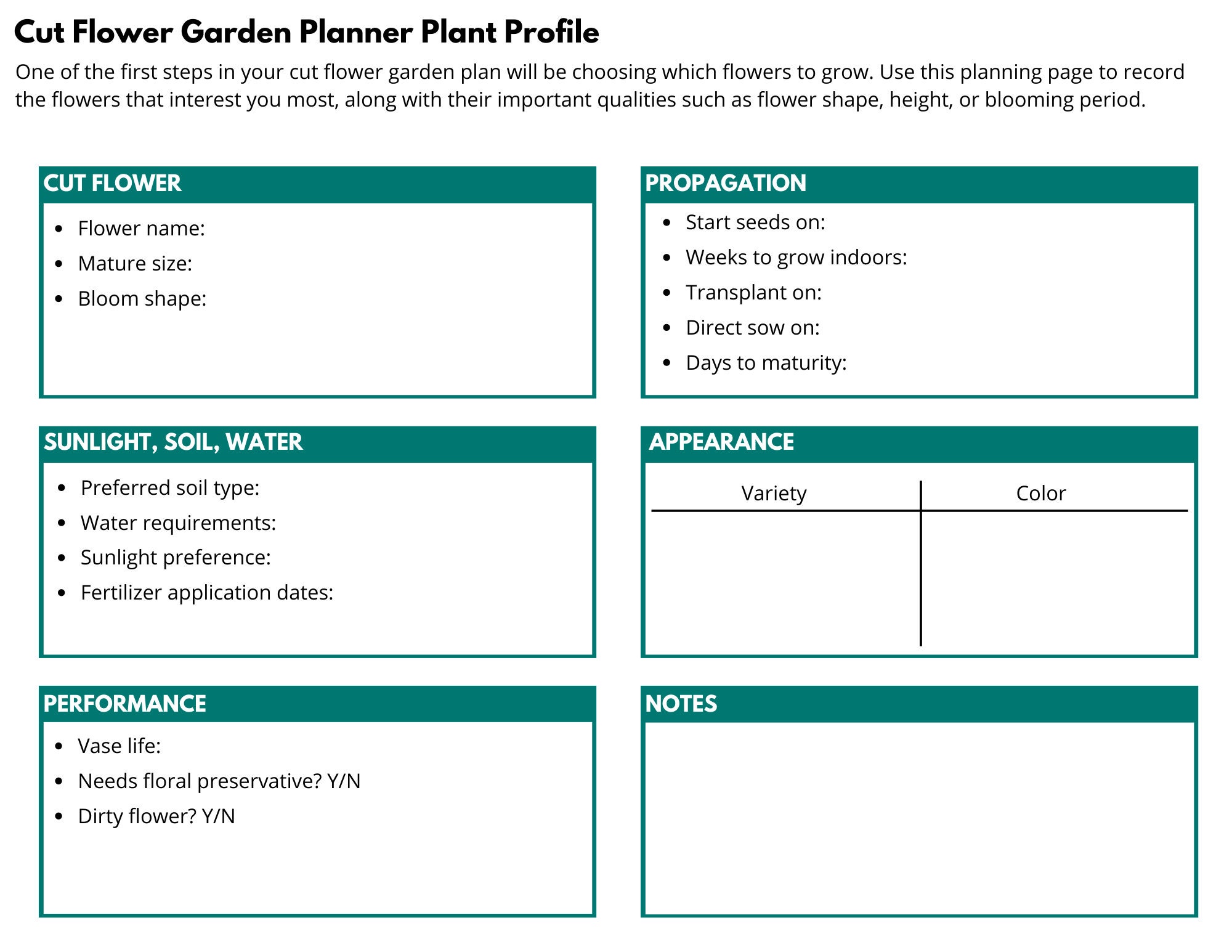Cut Flower Garden Planner Bundle Garden Journal Garden Planner ...