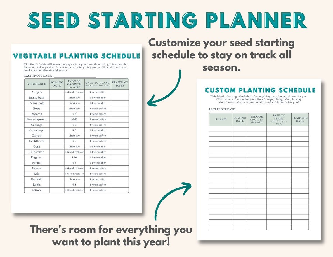 Seed Starting Planner Printable Calendar for Gardeners Digital Download ...