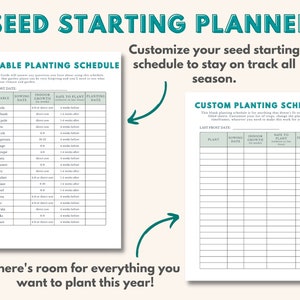 Seed Starting Planner Printable Calendar for Gardeners | Digital ...