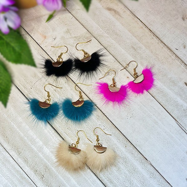 Fur Earrings - Etsy