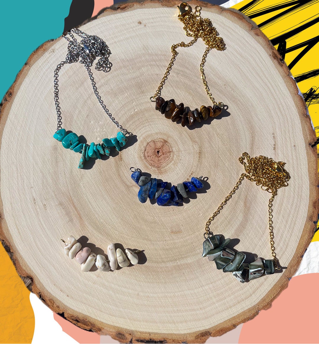Custom Crystal Shell Stone Chip Necklace | Custom Length Necklace for ...