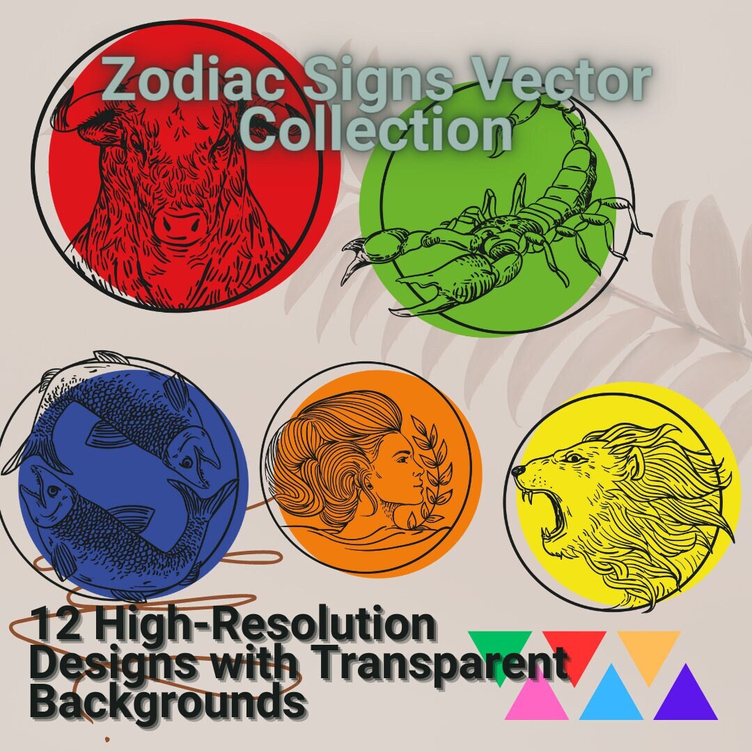Zodiac Signs Vector Collection 12 High-resolution Designs With ...