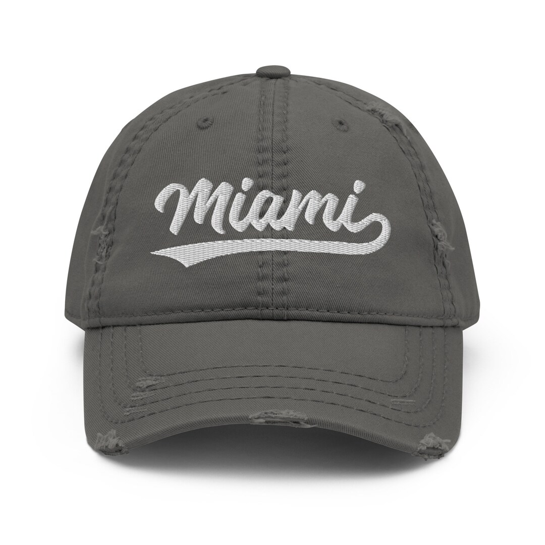 Vintage Miami Script Distressed Miami Baseball Hat Dad Cap - Etsy