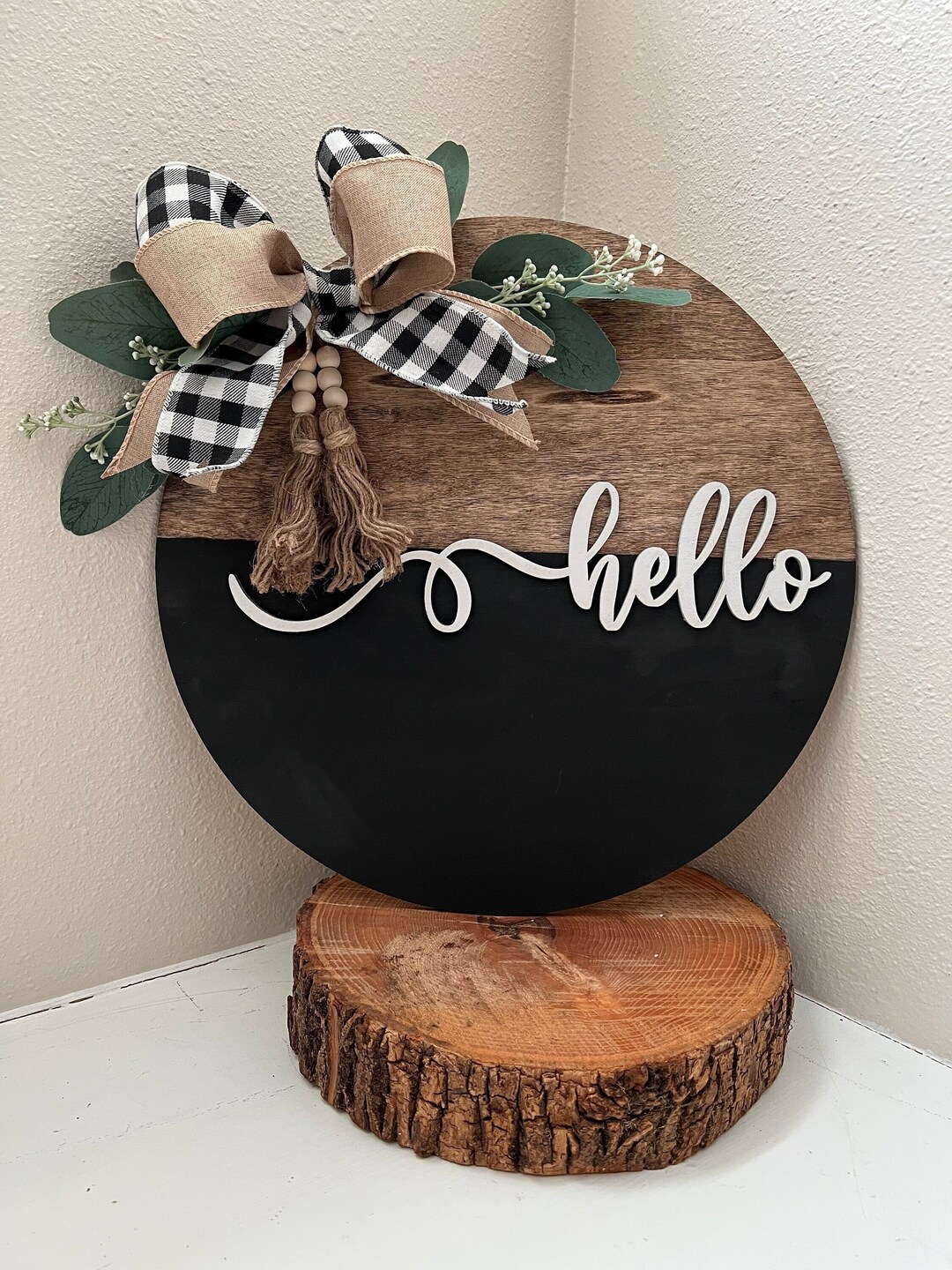 Round Sign - Hello - Etsy
