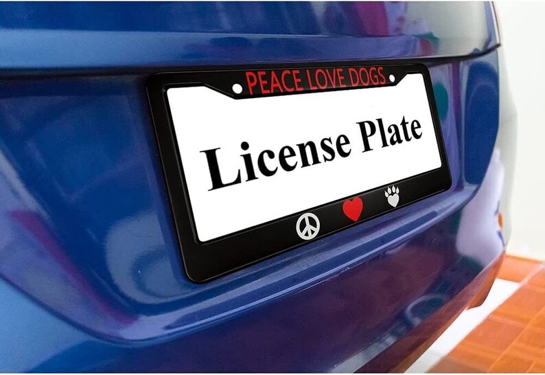 Peace Love Dogs Black License Plate Frame - Etsy