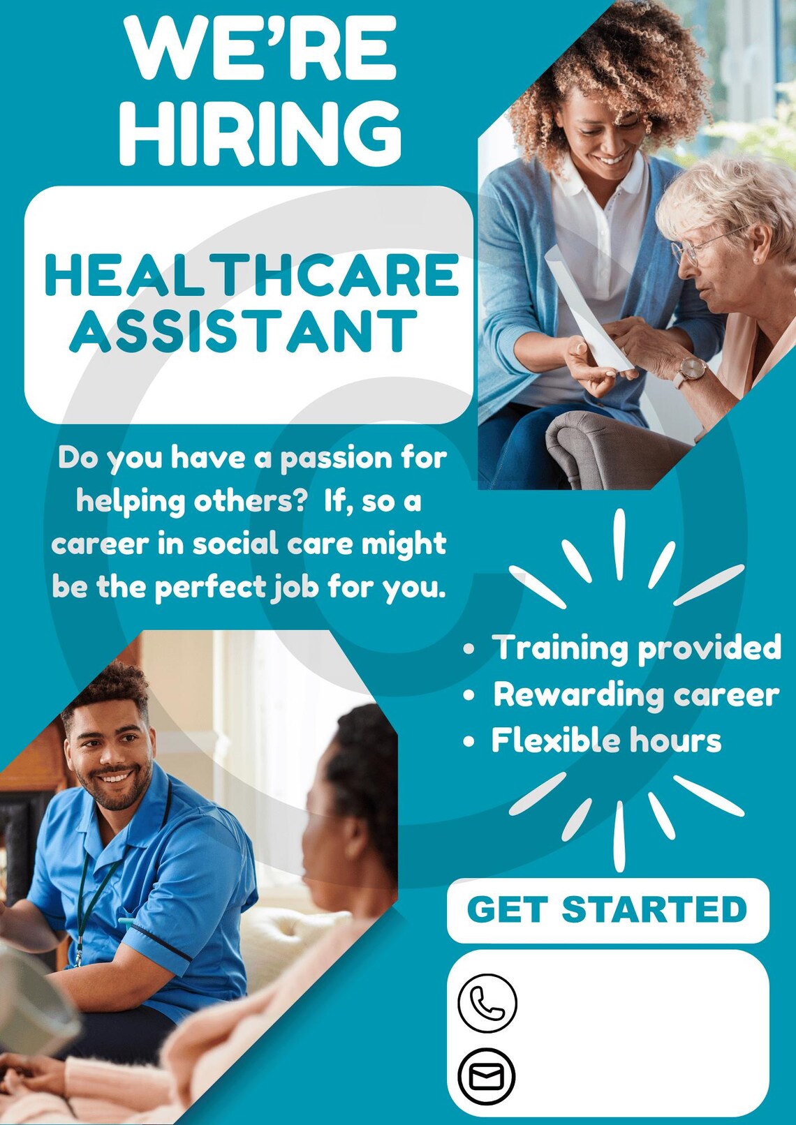 100 A4 Health Care Assistant Flyer, Carer Flyer, Caregiver Flyer ...