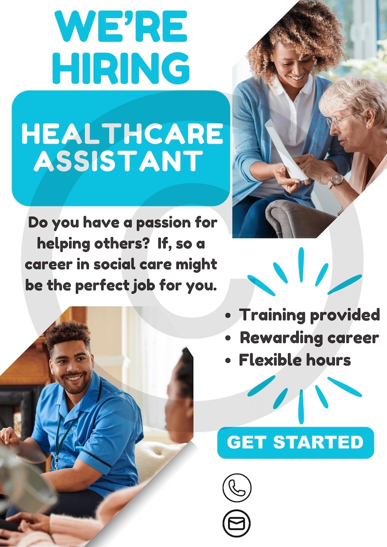 100 A4 Health Care Assistant Flyer, Carer Flyer, Caregiver Flyer ...