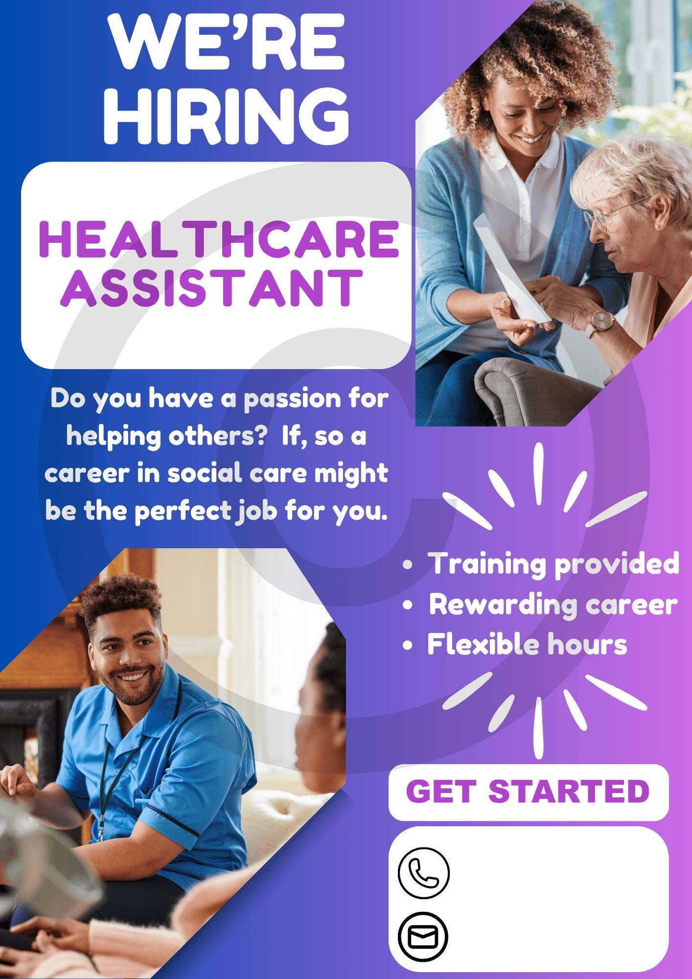100 A4 Health Care Assistant Flyer, Carer Flyer, Caregiver Flyer ...