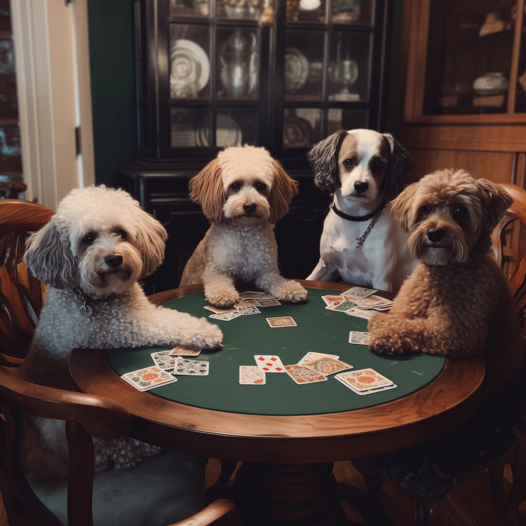 Instant Download: Whimsical Dogs Playing Cards Fine Art Print A ...