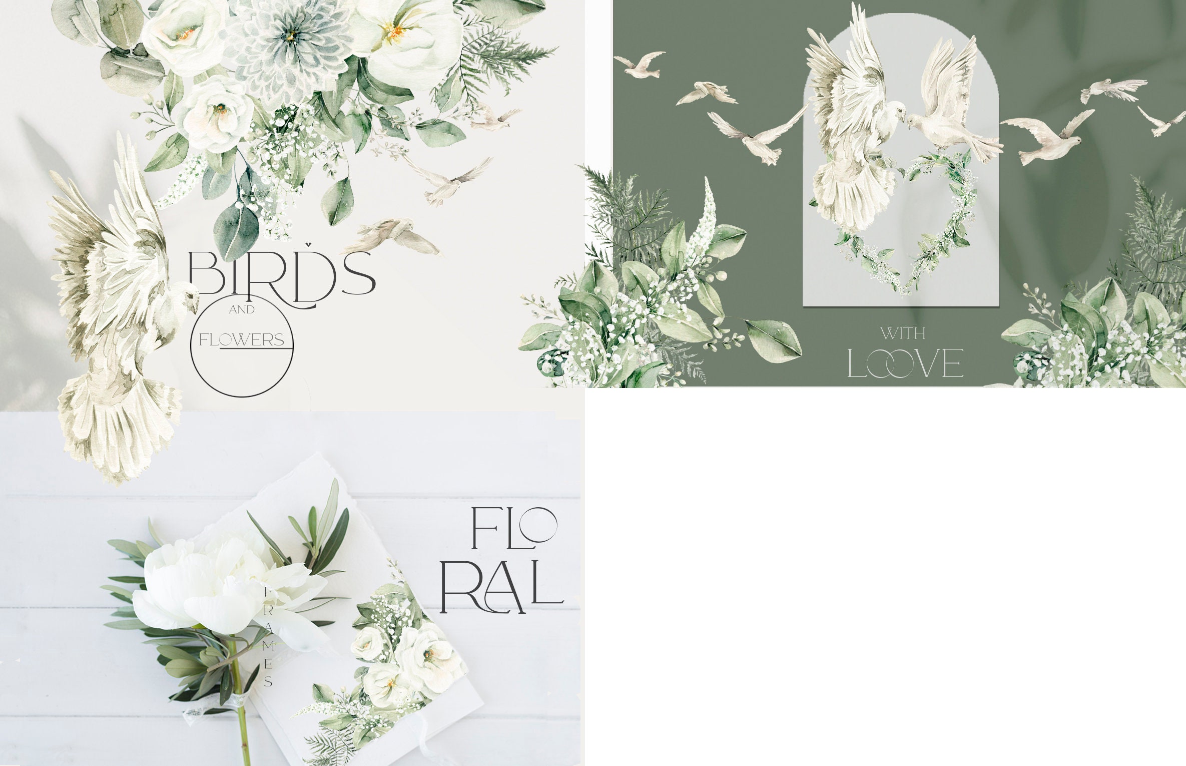 Floral Greenery Clipart Watercolor Forest Leaves Floral Clip Art Field ...