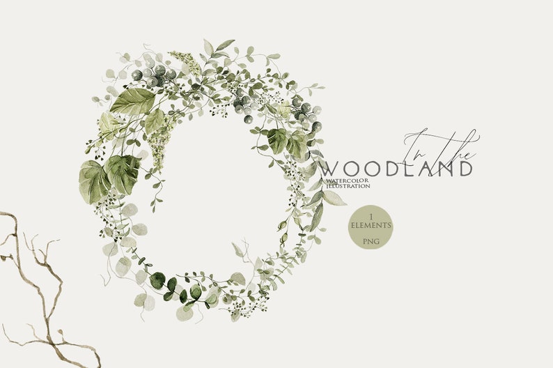 Greenery Wreath Clipart Watercolor Floral Frame Foliage Clip Art Green ...