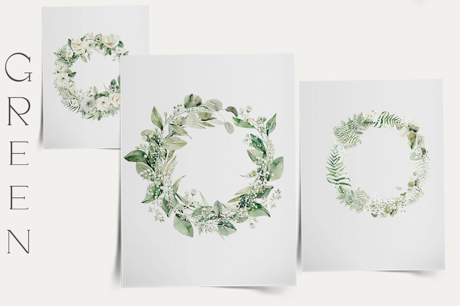 Watercolor Greenery Wreath, Floral Clipart, Green Leaves Frame ...