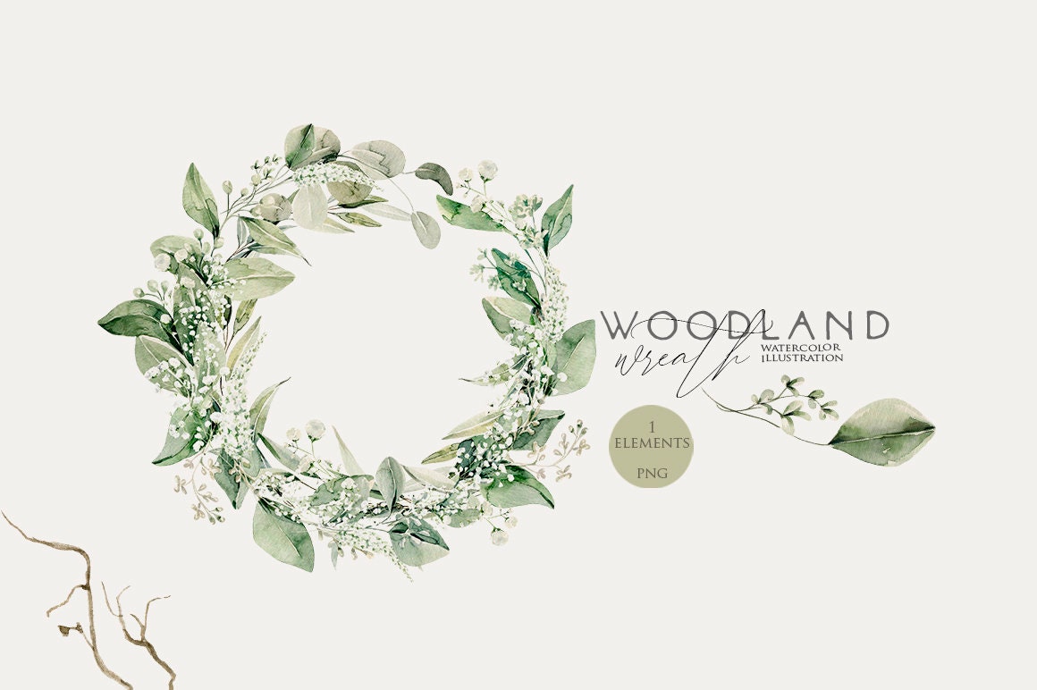 Floral Wreath Clipart Watercolor Greenery Floral Frame Clip Art Field ...