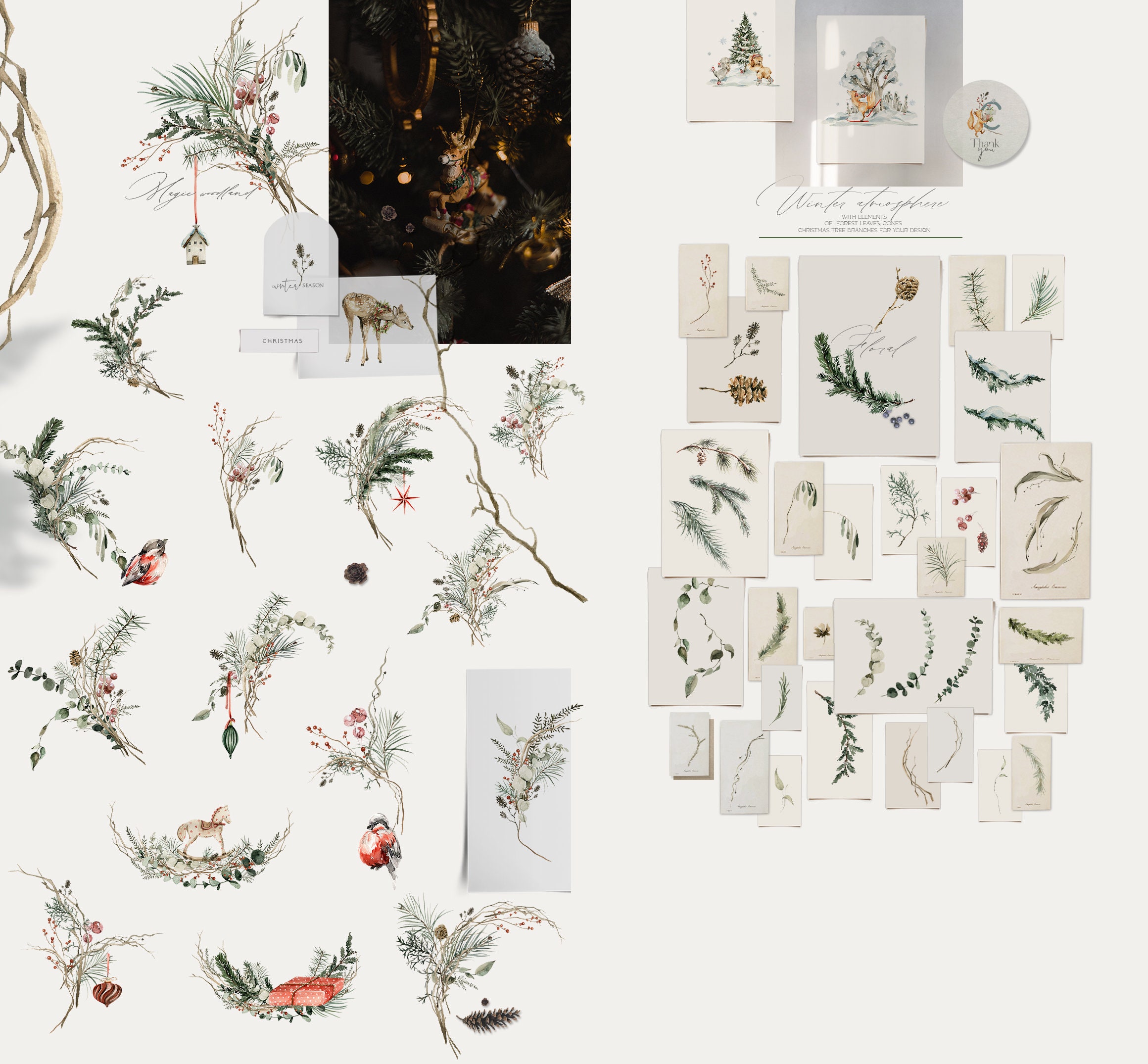 Woodland Christmas Clipart Forest Baby Animals Winter Holiday Clip Art ...