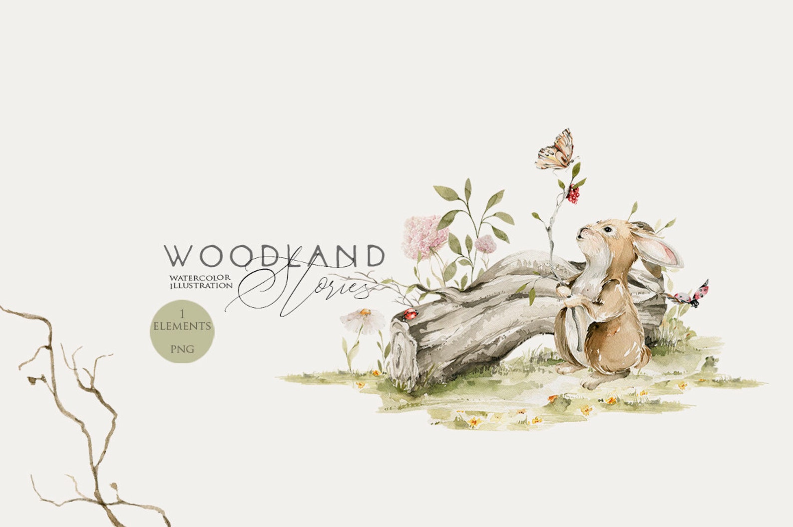Woodland Animals Clipart Watercolor Bunny Cute Baby Rabbit Nursery ...