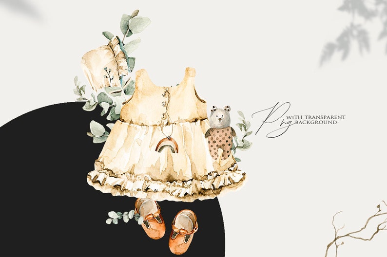 Baby Clothes Clipart Girl Dresses Boho Nursery Clip Art Boho Baby ...