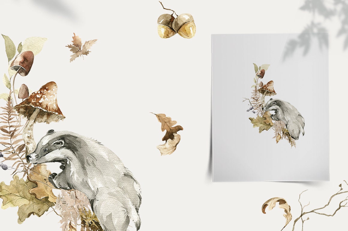 Woodland Animals Clipart Fall Forest Watercolour Woodland Watercolor ...