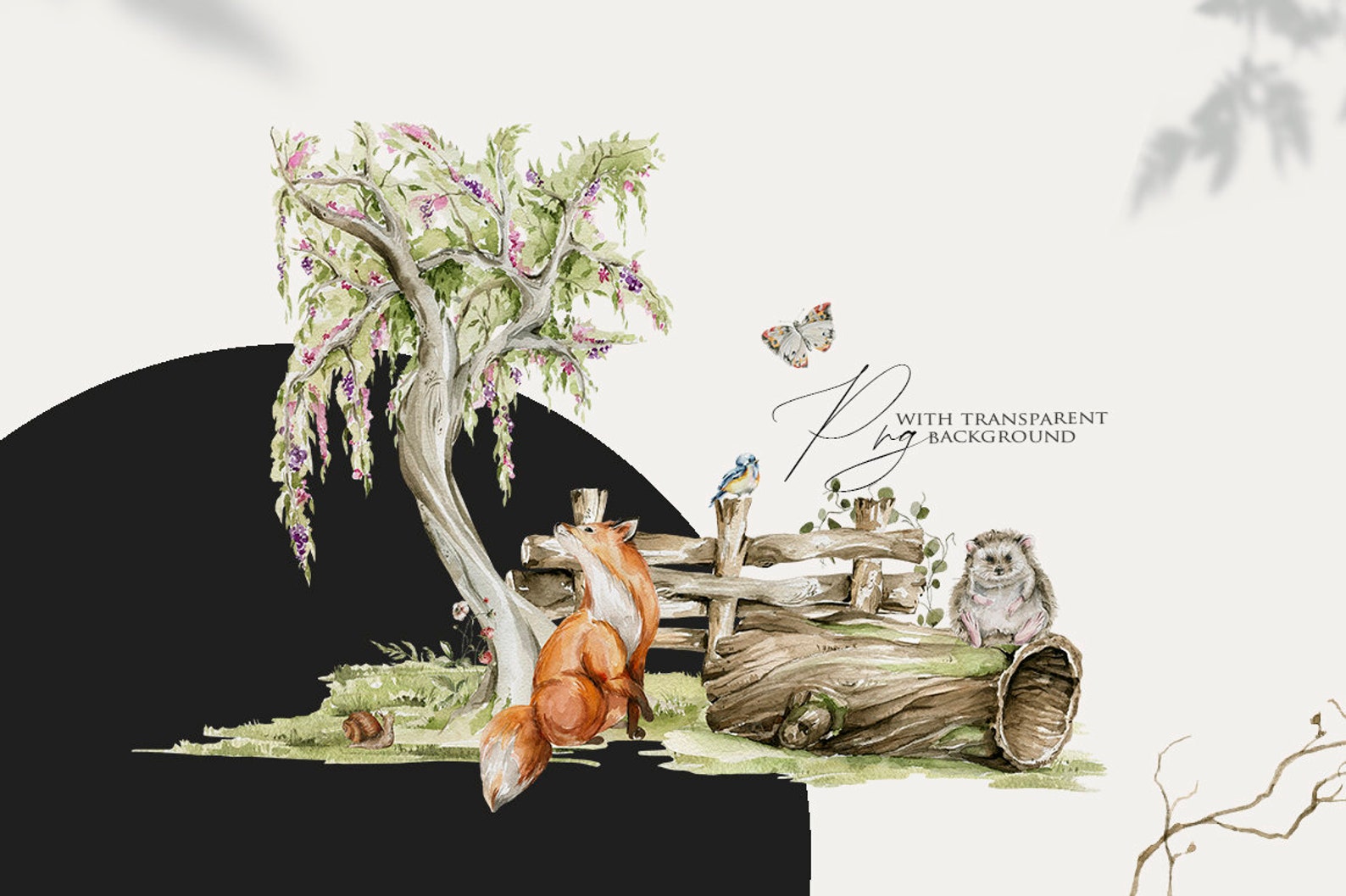 Woodland Animals Clipart Watercolor Fox Forest Animals - Etsy