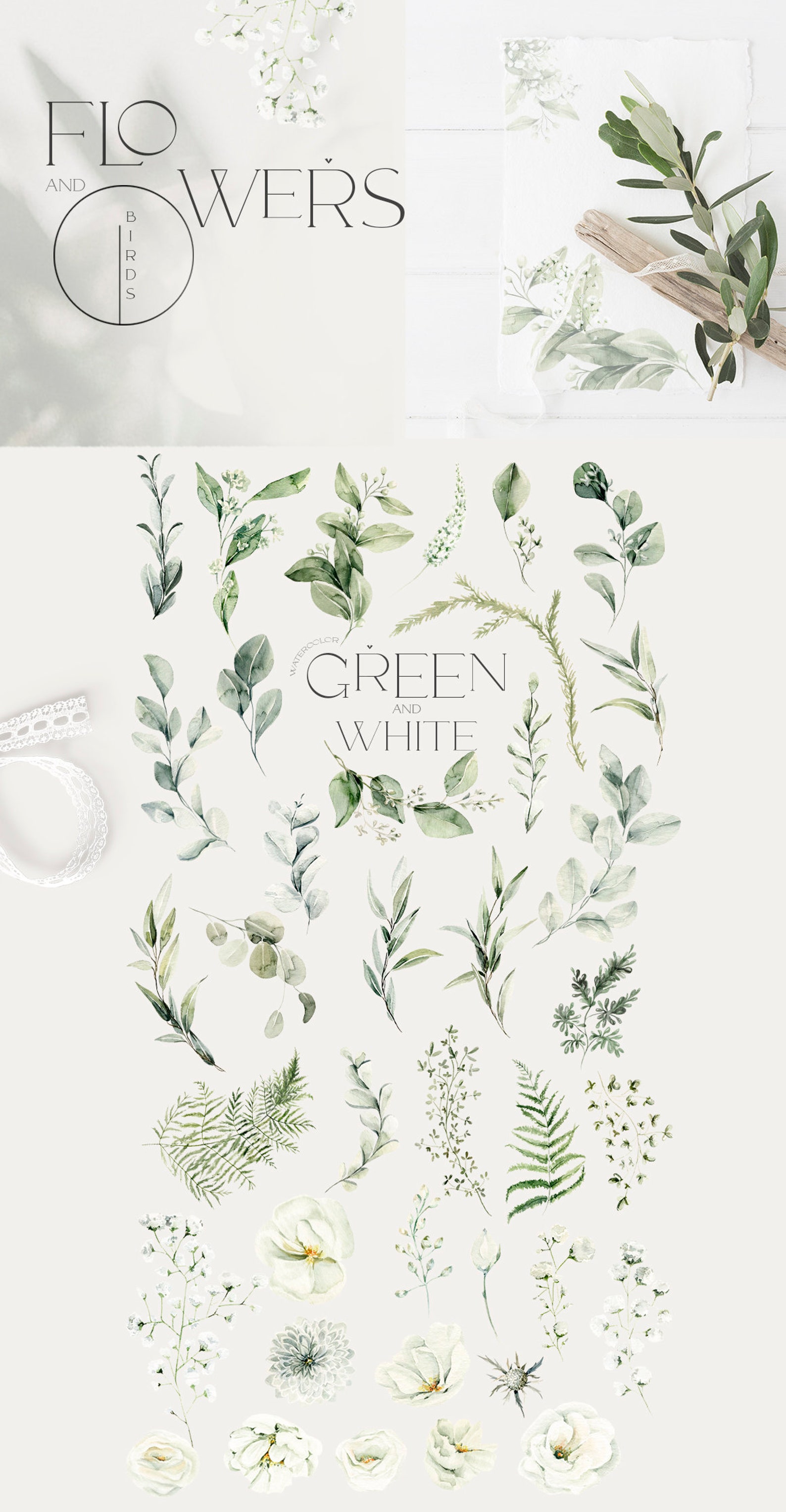 Watercolor Greenery Clipart, Floral Clip Art, Green Leaves Png, Foliage ...