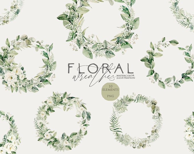 Watercolor Greenery Clipart, Floral Frame, Greenery Border, Watercolor ...