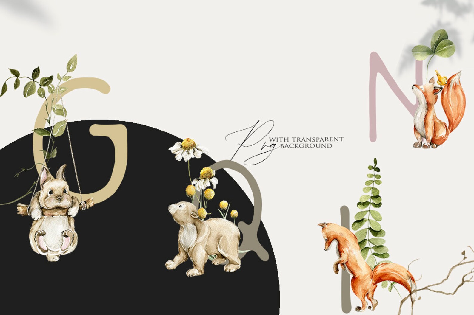Woodland Animals Baby Alphabet Clipart Woodland Letters Numbers Baby ...