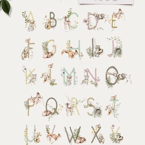 Woodland Alphabet Clipart Baby Animals Woodland Letters Numbers ...