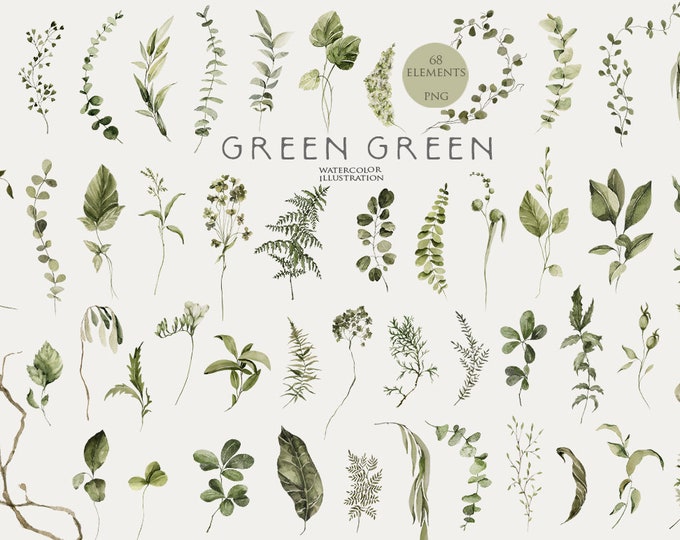 Watercolor Greenery Clipart, Floral Frame, Greenery Border, Watercolor ...