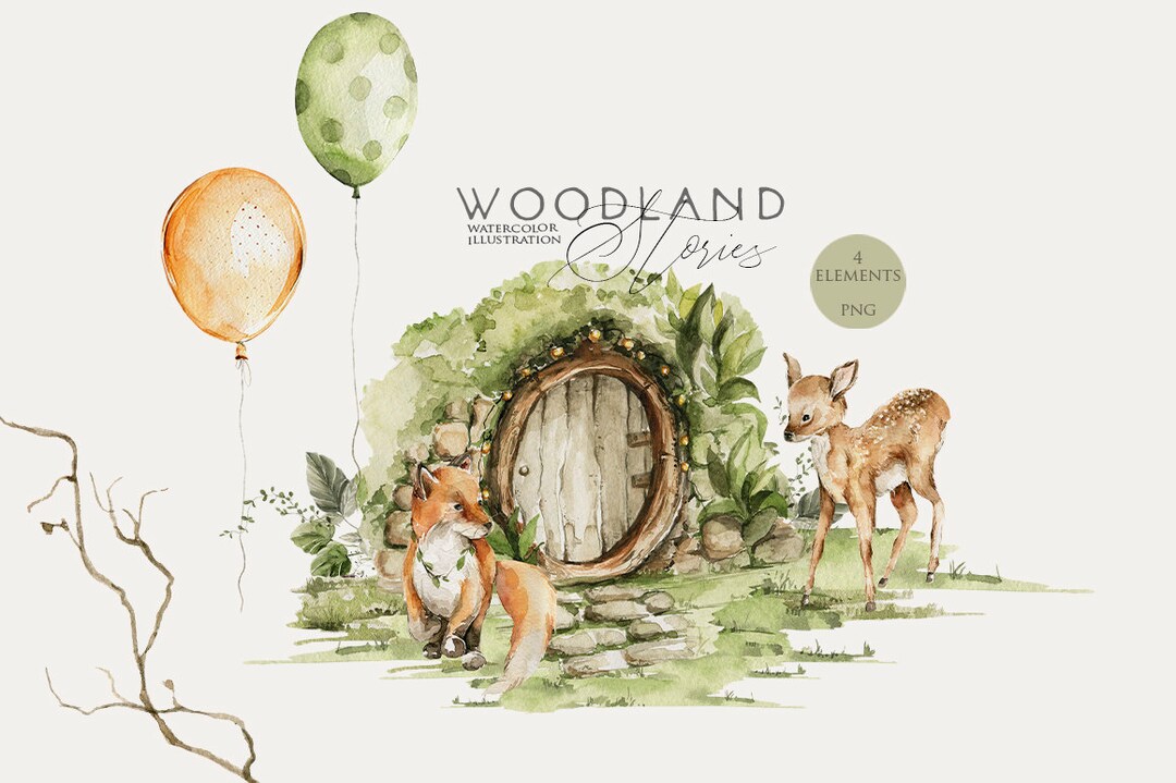 Woodland Clipart Baby Girl Clipart Watercolor Forest Animals ...