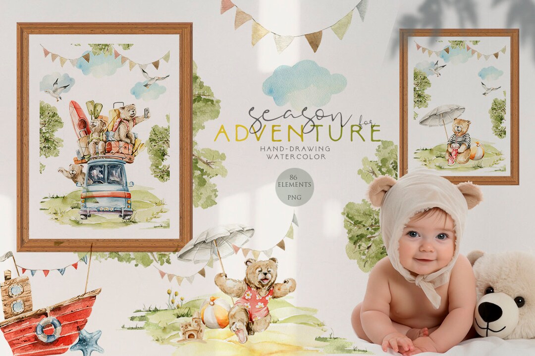 Baby Bear Clipart Watercolor Cute Animals Woodland Babies Watercolour ...