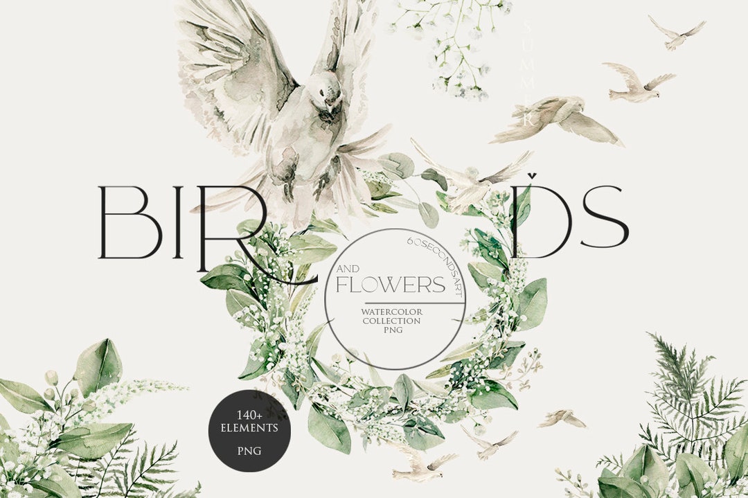 Floral Greenery Clipart Watercolor Forest Leaves Floral Clip Art Field ...