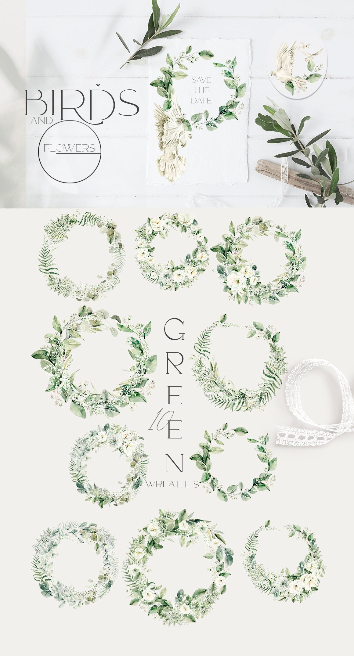 Floral Greenery Clipart Watercolor Forest Leaves Floral Clip Art Field ...