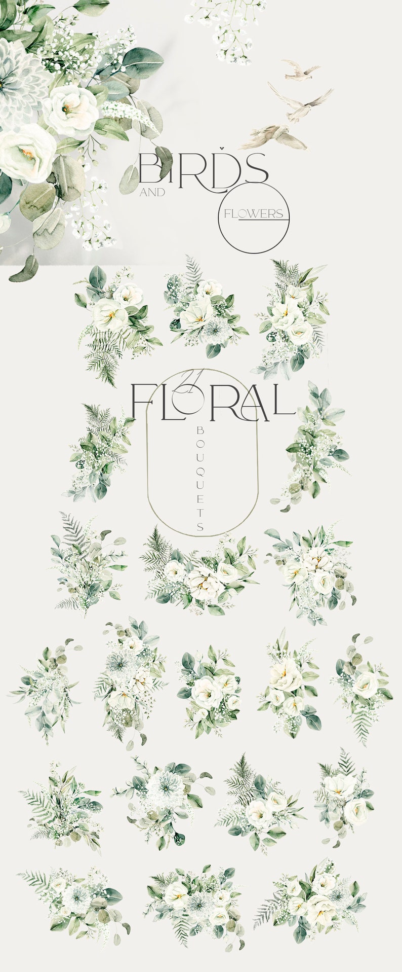 Floral Greenery Clipart Watercolor Forest Leaves Floral Clip Art Field ...
