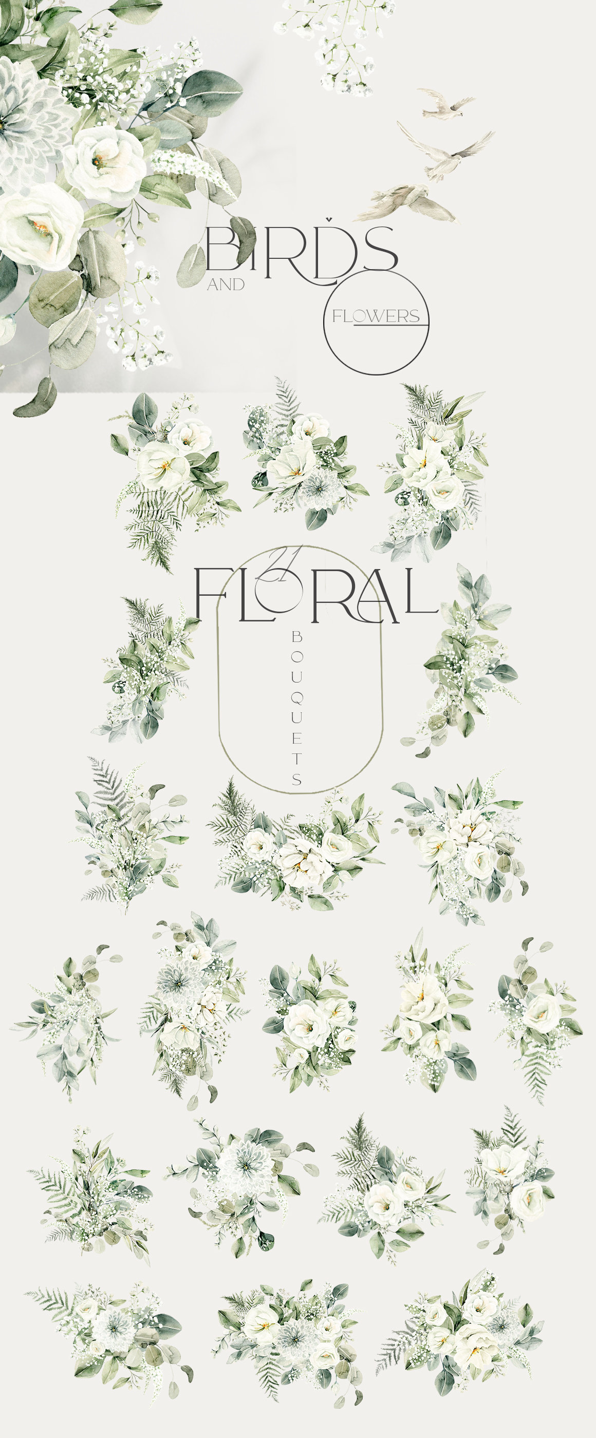 Floral Greenery Clipart Watercolor Forest Leaves Floral Clip Art Field ...