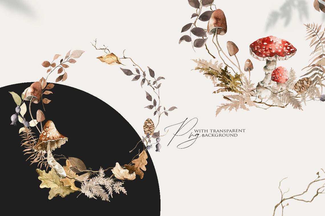 Watercolor Floral Wreath Autumn Frame Clipart Watercolour - Etsy